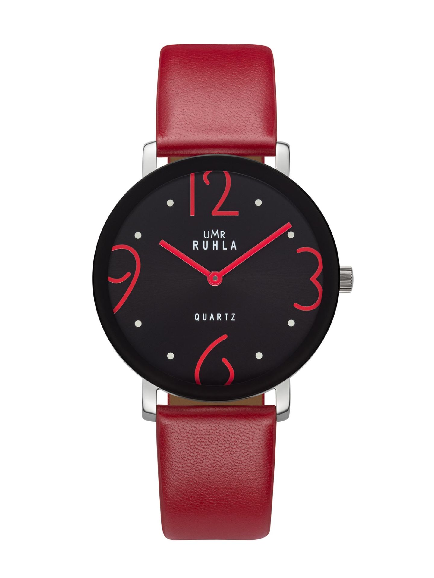 Uhren Manufaktur Ruhla - Quarz-Armbanduhr - Lederband rot bei Selva Online