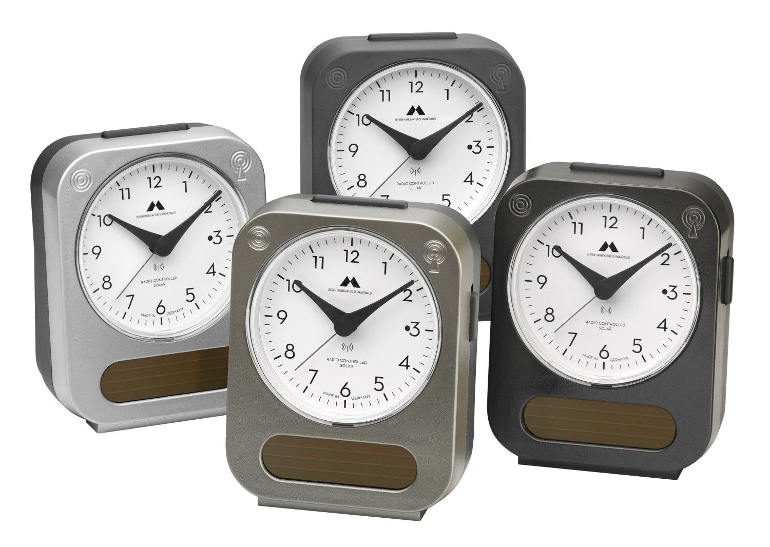 Funk-Solar-Wecker made in Germany Gehäuse graphitgrau/ Zifferblatt weiß ...